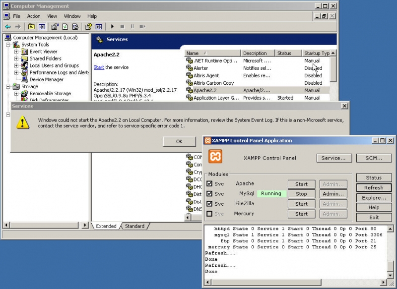 Apache Could Not Be Started After Replacing Php 535 To Php 538